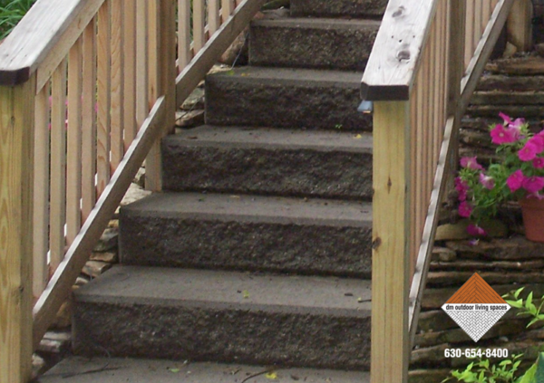 Siena Stone Steps with Treated Railing - DM Outdoor Living Spaces